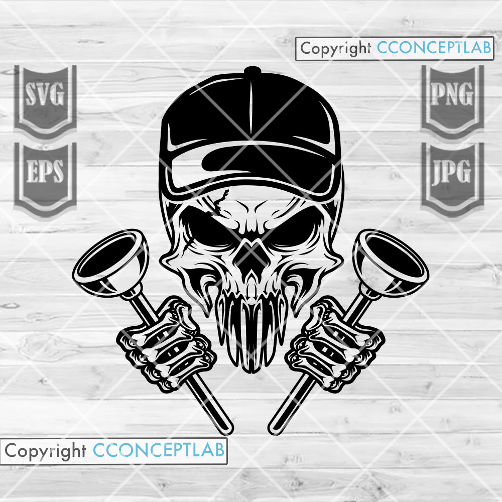 Plumber Skull Svg Plumber Skull Png Plumber Dad Svg | Etsy