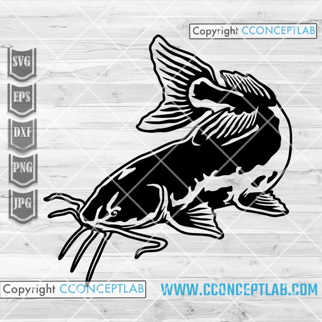Catfish Svg | Cat Fish Clipart | Cat Fishing Dad Stencil | Lake ...
