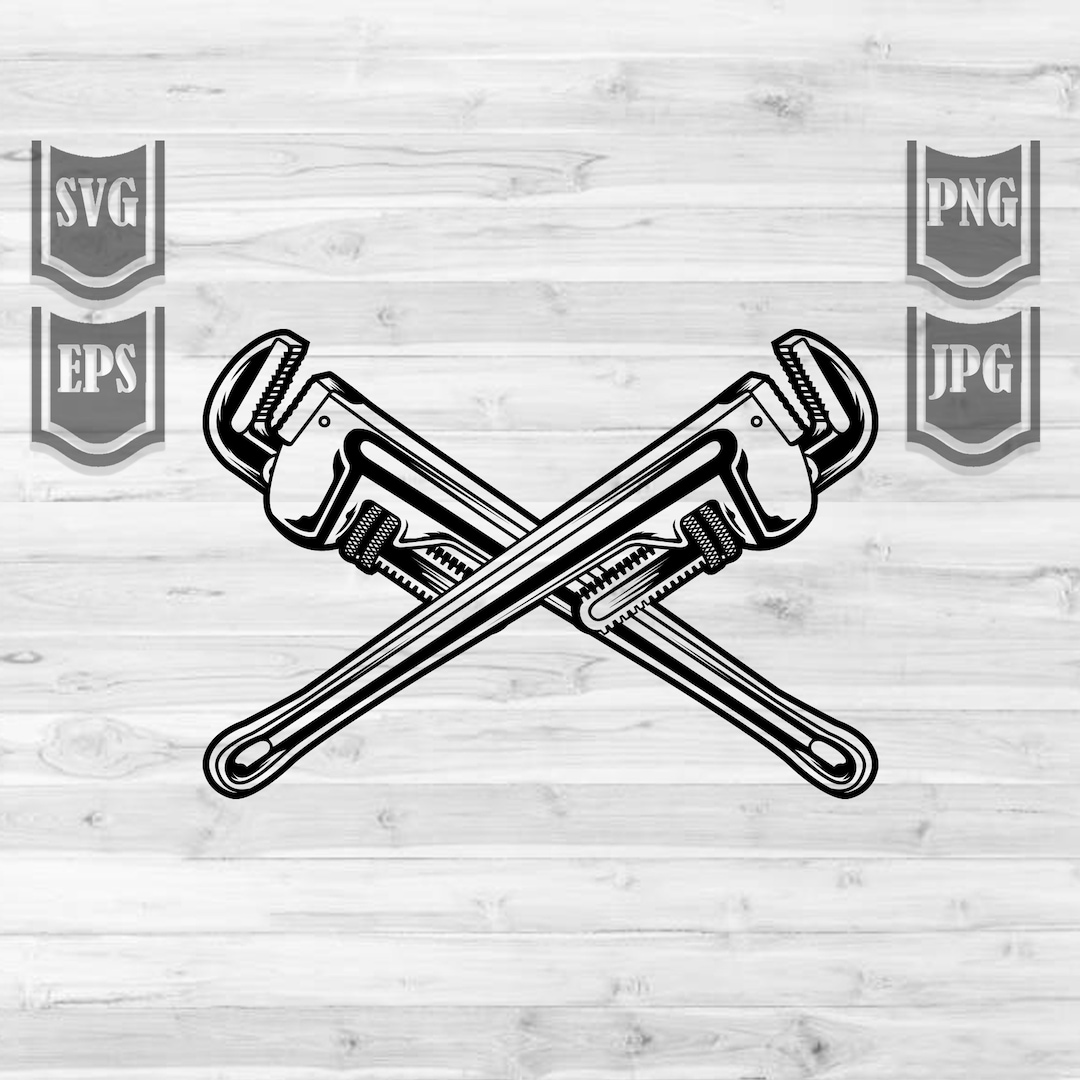 Crossed Pipe Wrenches Svg File || Pipe Wrenches Tool || Pipe Wrench ...