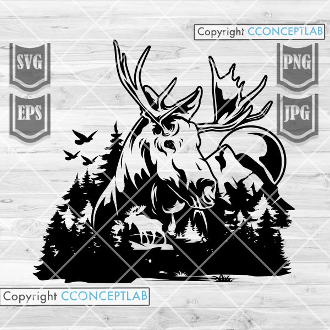 Moose Scene Outdoor Svg | Moose Svg | Outdoor Clipart | Hunting Svg ...