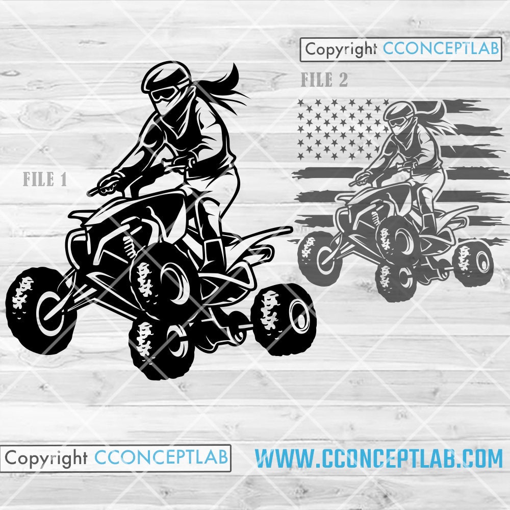 Girl ATV Riding Svg | Extreme Sports Clipart | Monster Truck Cufile ...