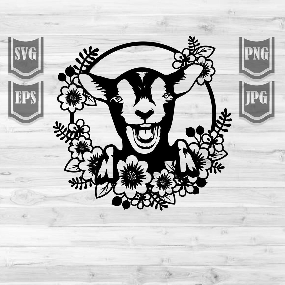 Wreath Farm Goat Svg File floral Goat Svg Goat Svg - Etsy