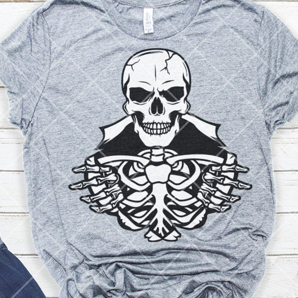 Ripped Shirt Skull Svg Skeleton Clipart Open Wall Illusion | Etsy
