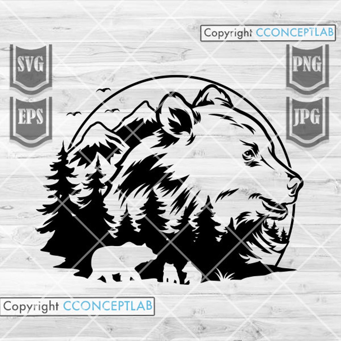 Bear Scene Svg Bear Clipart Wild Bear Svg Bear Cutfile - Etsy