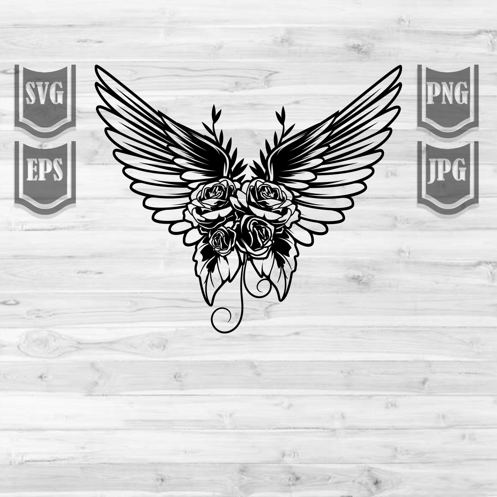 Floral Wings Svg File Wings Svg Angel Wings Svg Wings | Etsy