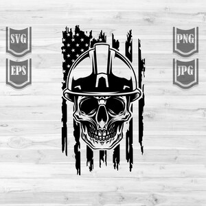 Construction Skull Svg | Hard Hat Clipart | Contractor Stencil ...