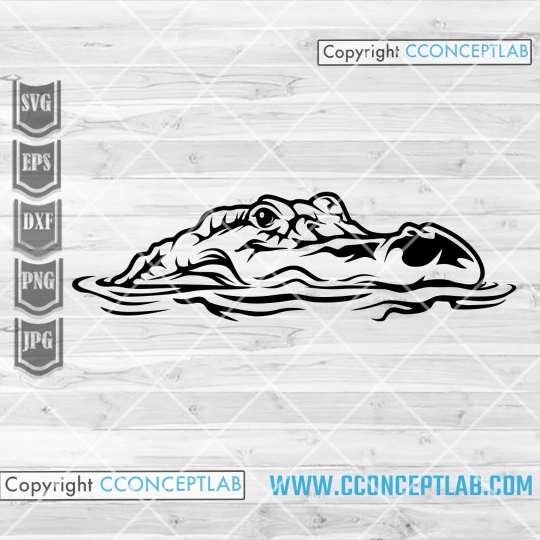 Alligator Peeking Svg | Swamp Animal Clipart | Lake Reptile Stencil ...