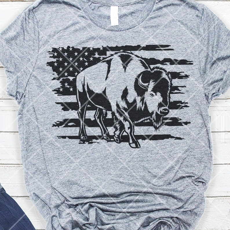 US Flag Bison Svg Wild Animal Clipart Western Stencil - Etsy
