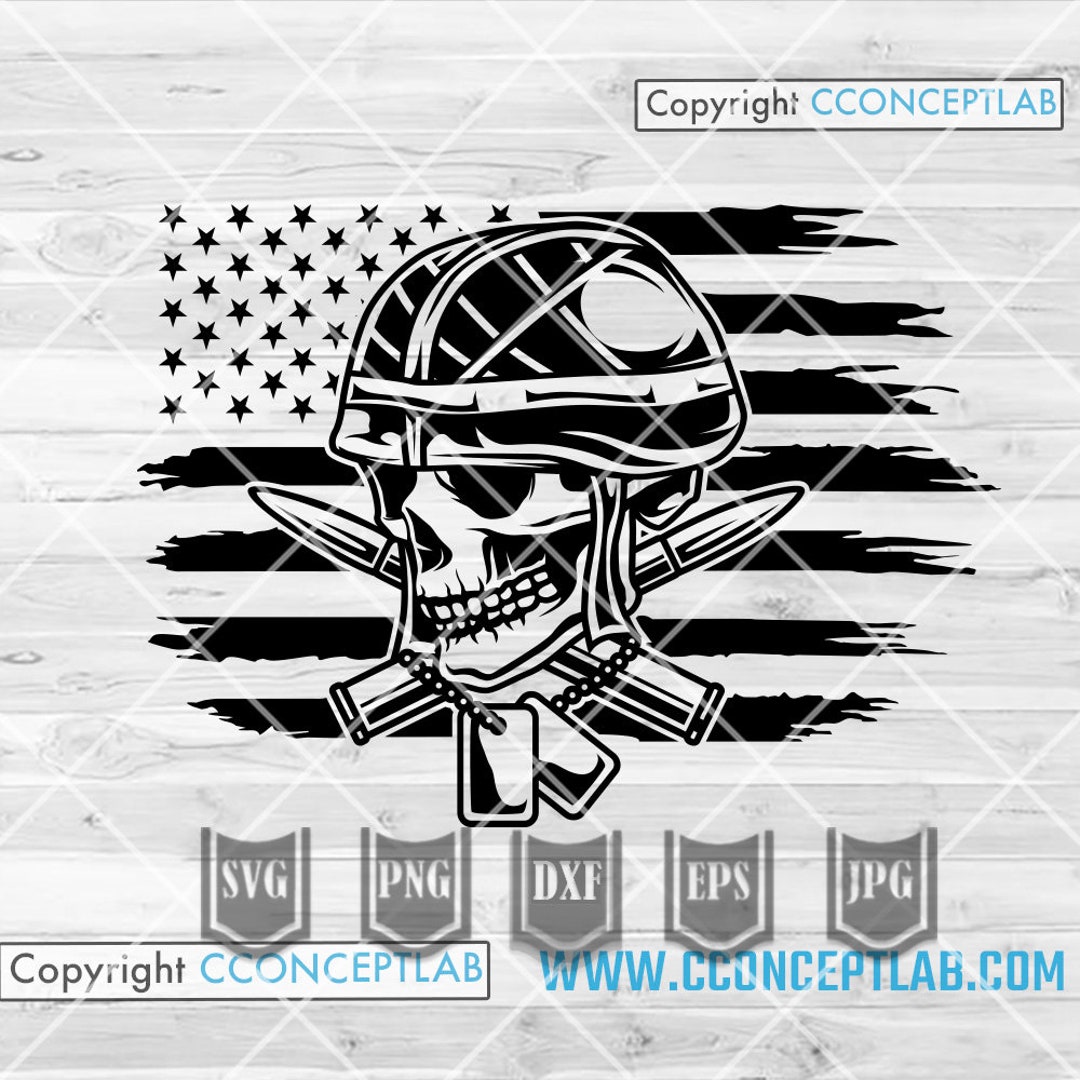 US Military Skull Svg | Soldier Dad Shirt Gift Idea Png | Veteran Cut ...