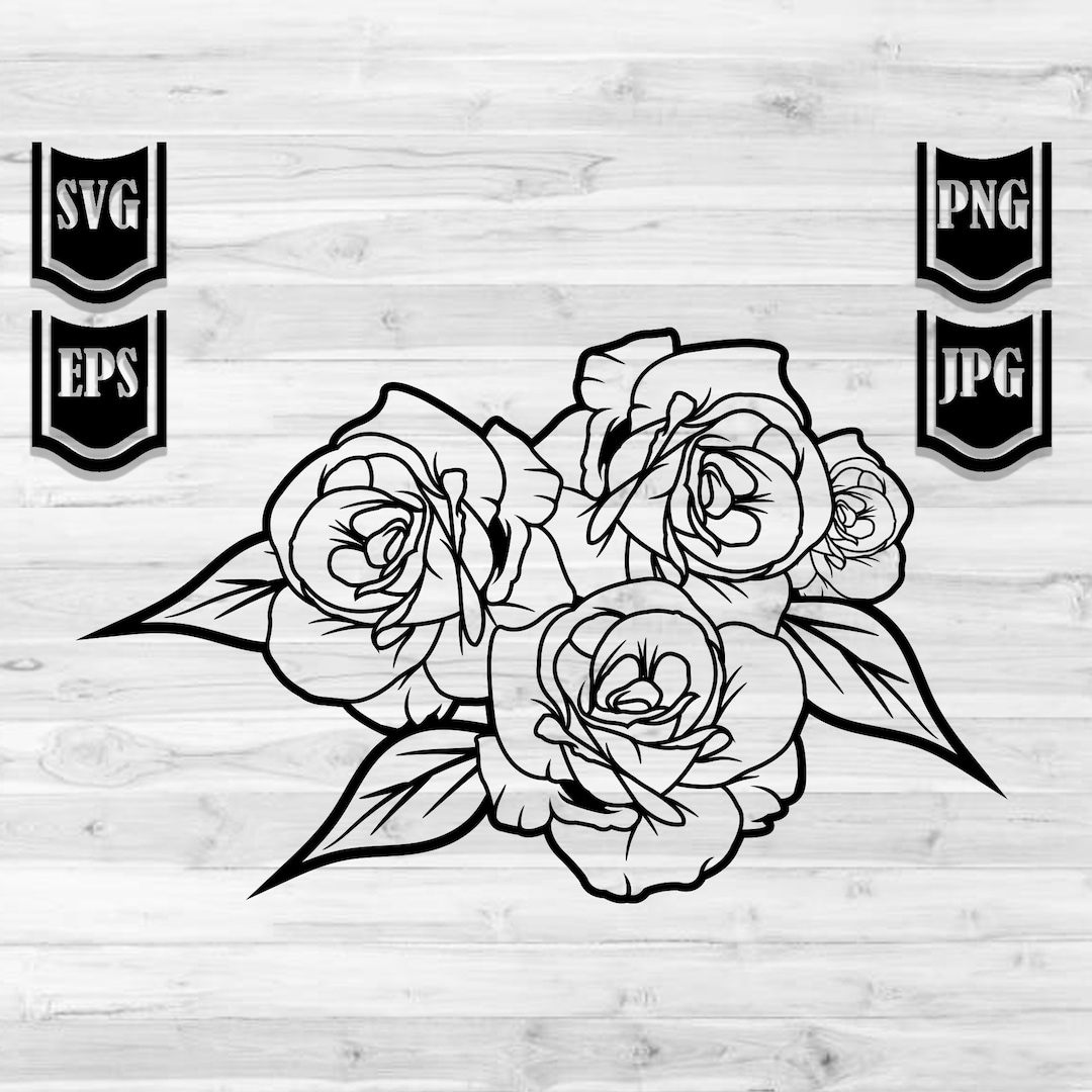 Roses Svg | Rose Clipart | Flower Cutfile | Floral Wedding Stencil ...