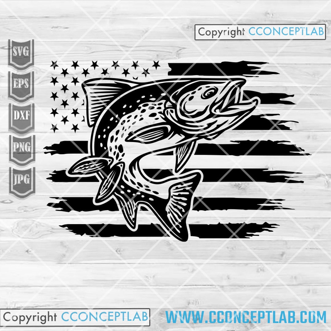 US Trout Fish Svg | Fresh Water Fishing Clipart | Angler Dad Cutfile ...