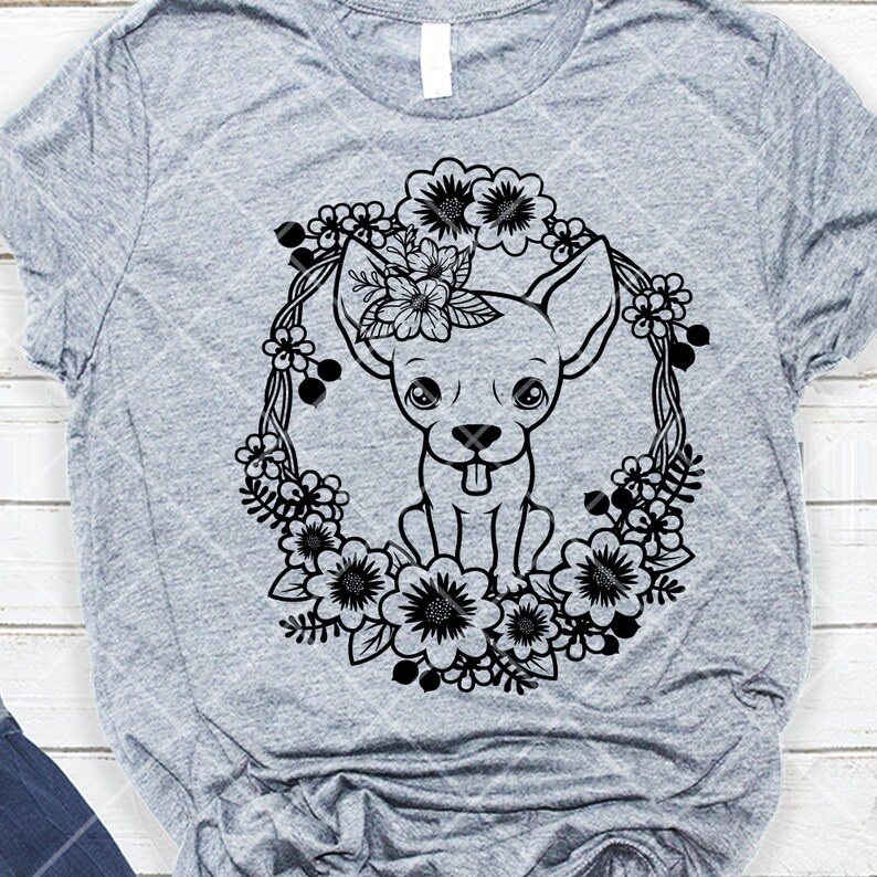 Baby Floral Chihuahua Svg | Flower Dog Clipart | Paw Lover Shirt Png ...