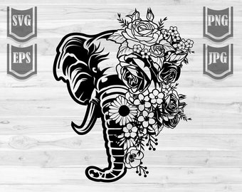 Floral Elephant Svg File Elephant Clipart Florals Svg Elephant Svg ...