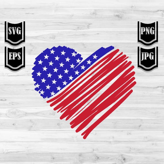 USA Heart Svg Heart Svg US Patriotic Heart Clipart - Etsy