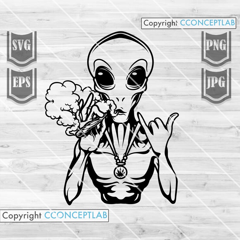 Rasta Alien Smoking Joint Svg File Smoking Weed Svg - Etsy
