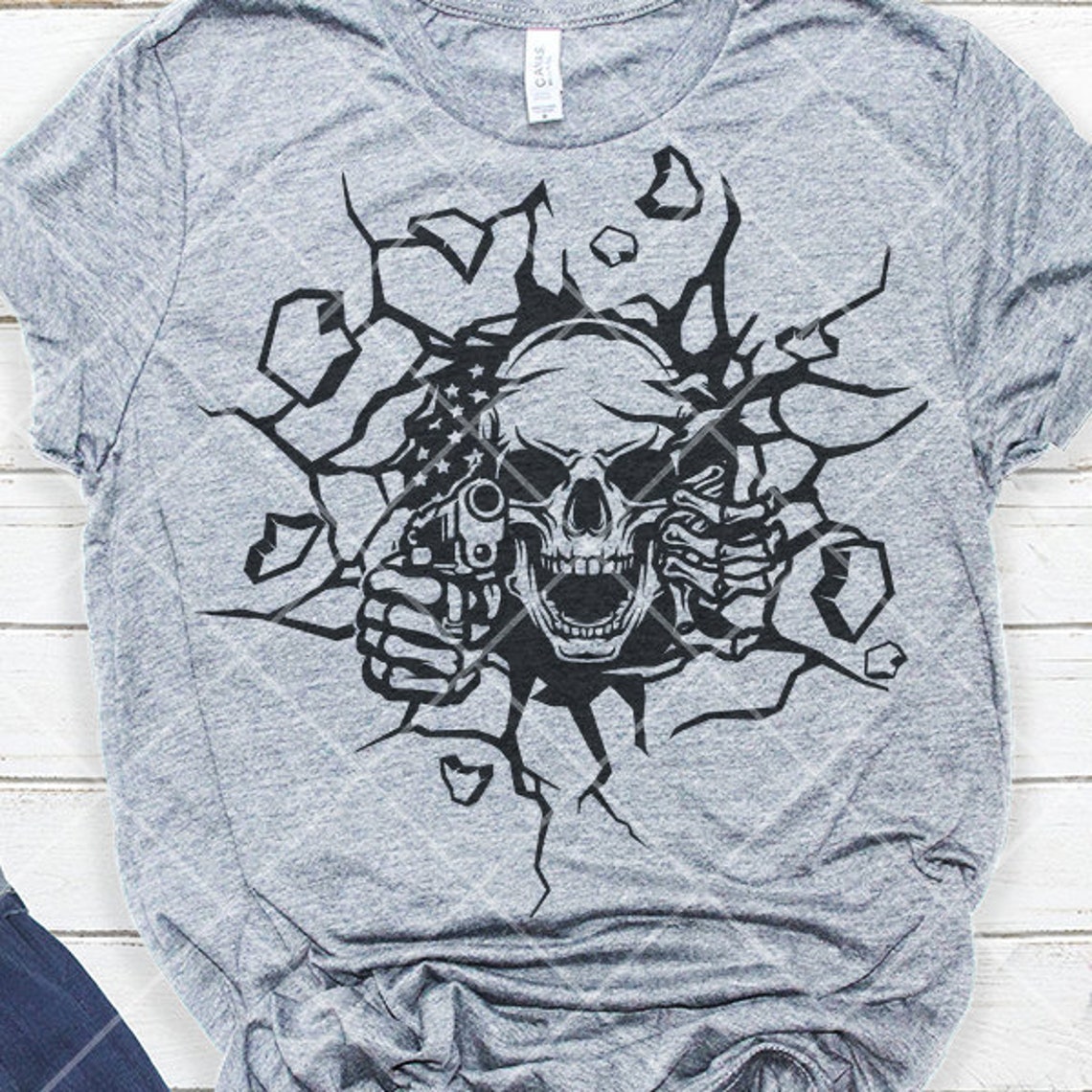 Smash Wall Svg Smash Wall Clipart US Skull With Gun Svg - Etsy