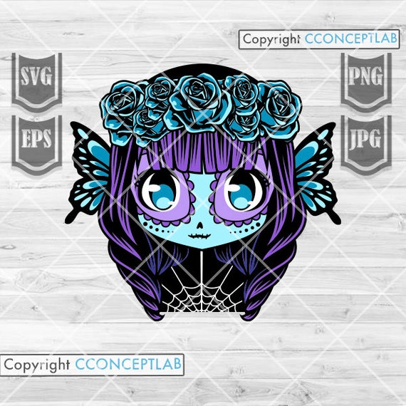 Cute Gothic Girl Svg Halloween Custom Clipart Scary and - Etsy