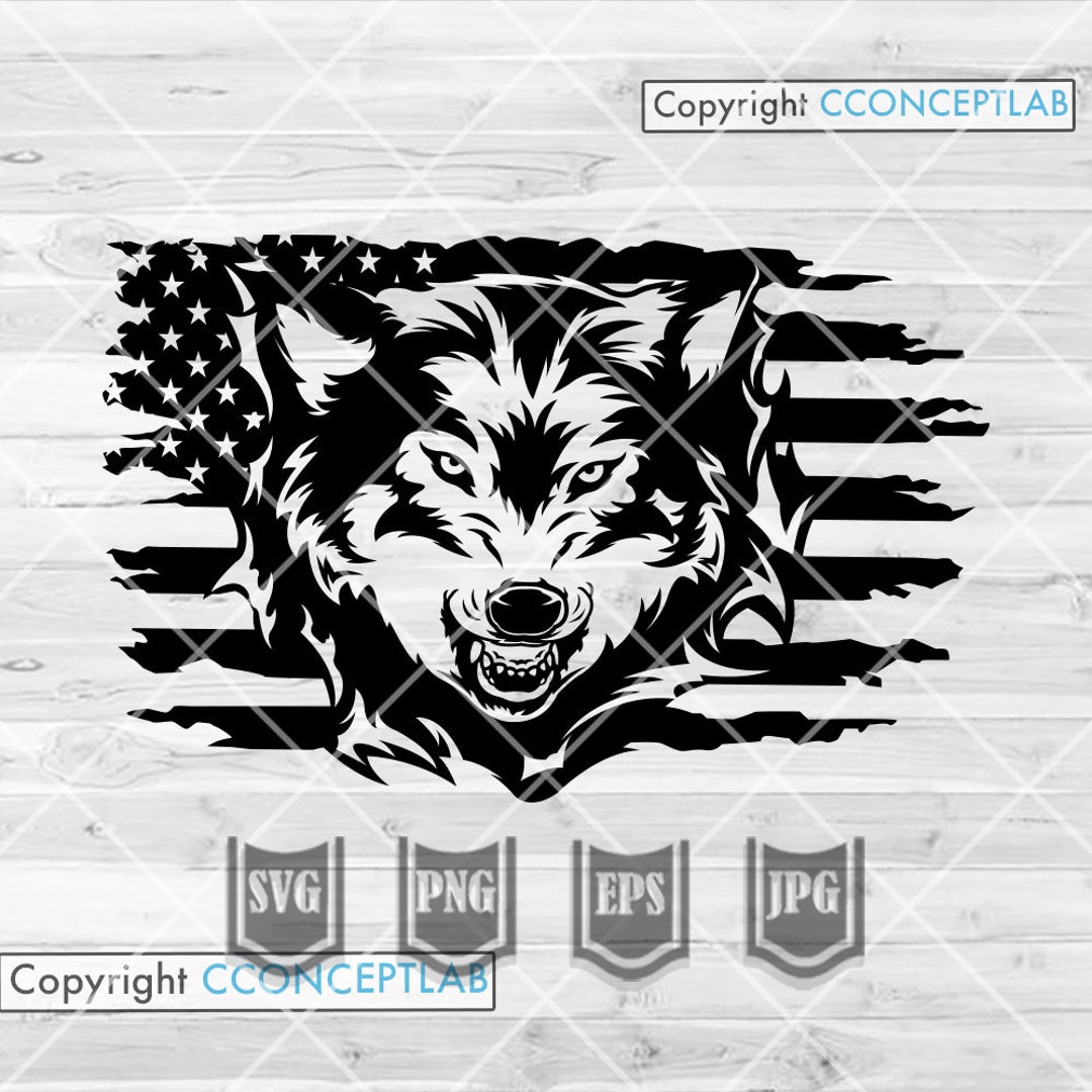 Wolf Tear off USA Flag Svg | Angry Wild Animal Clipart | Jungle ...