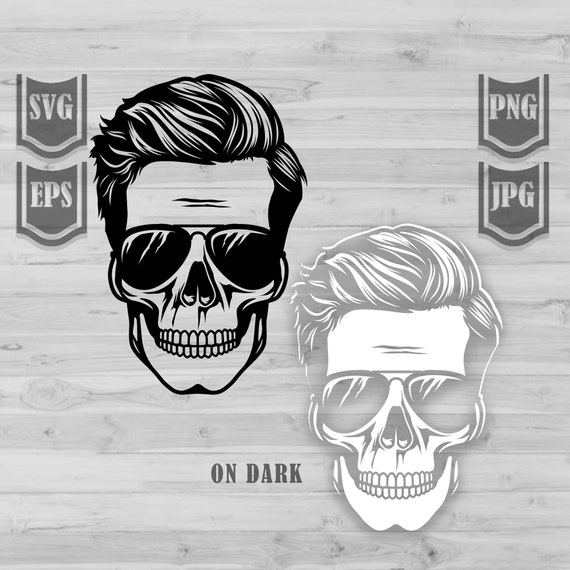 Skull Illustration Svg Man Skull Clipart Faded Hair Skull - Etsy