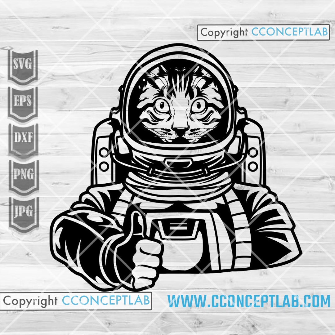 Astronaut Cat Svg | Outer Space Clipart | Galaxy Stencil | Spaceship ...