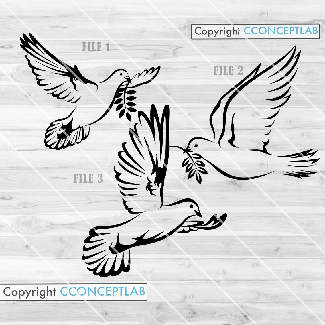 3 Doves Clipart || Dove Svg || Bird Svg ||dove Clipart || Dove Bird Svg ...