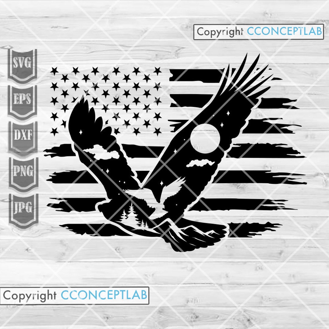 US Eagle Scene Wilderness Svg | American Bird Clipart | Wild Life Shirt ...