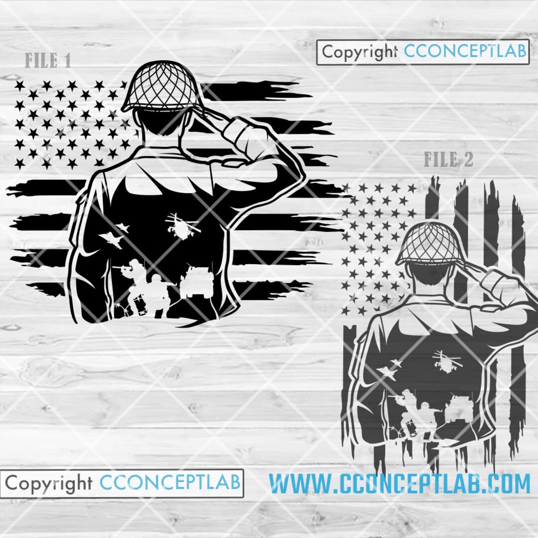 US Veteran Salute Svg | Patriotic Soldier Battle Scene Clipart ...