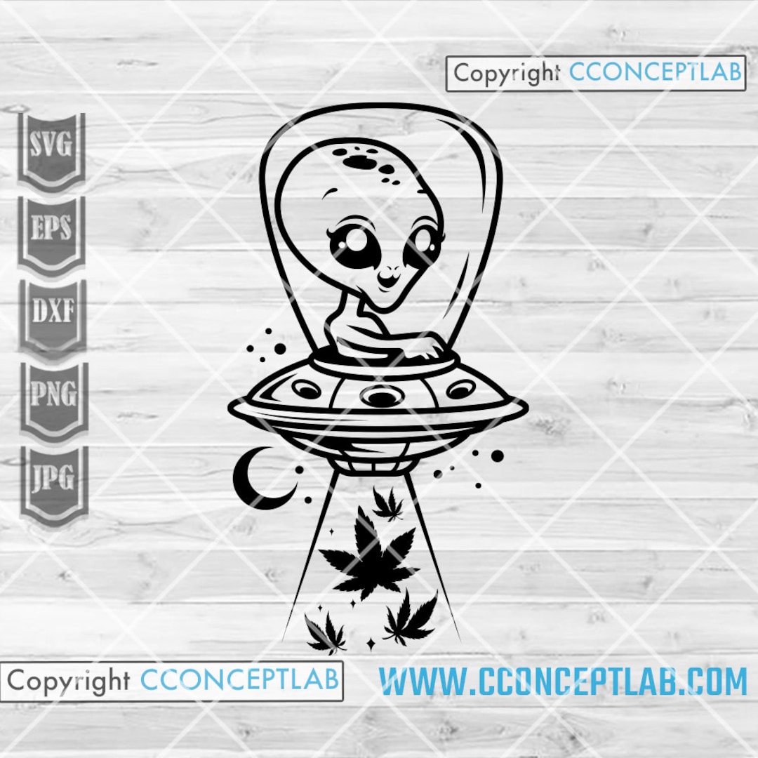 Alien Harvesting Weed Svg Rasta Clipart High as the Moon - Etsy