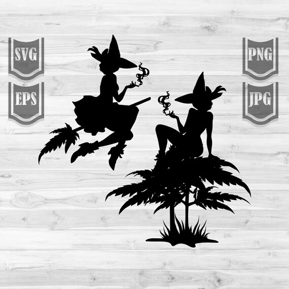 Witches Smoking Weed Svg File Smoking Cannabis Svg | Etsy