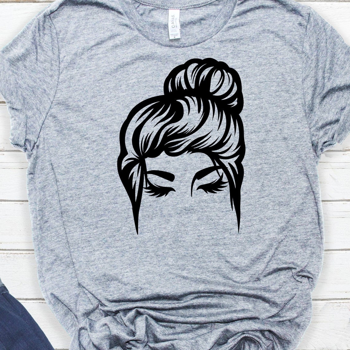 Bundle 3 Messy Bun Hair Svg File Messy Hair Style Svg - Etsy