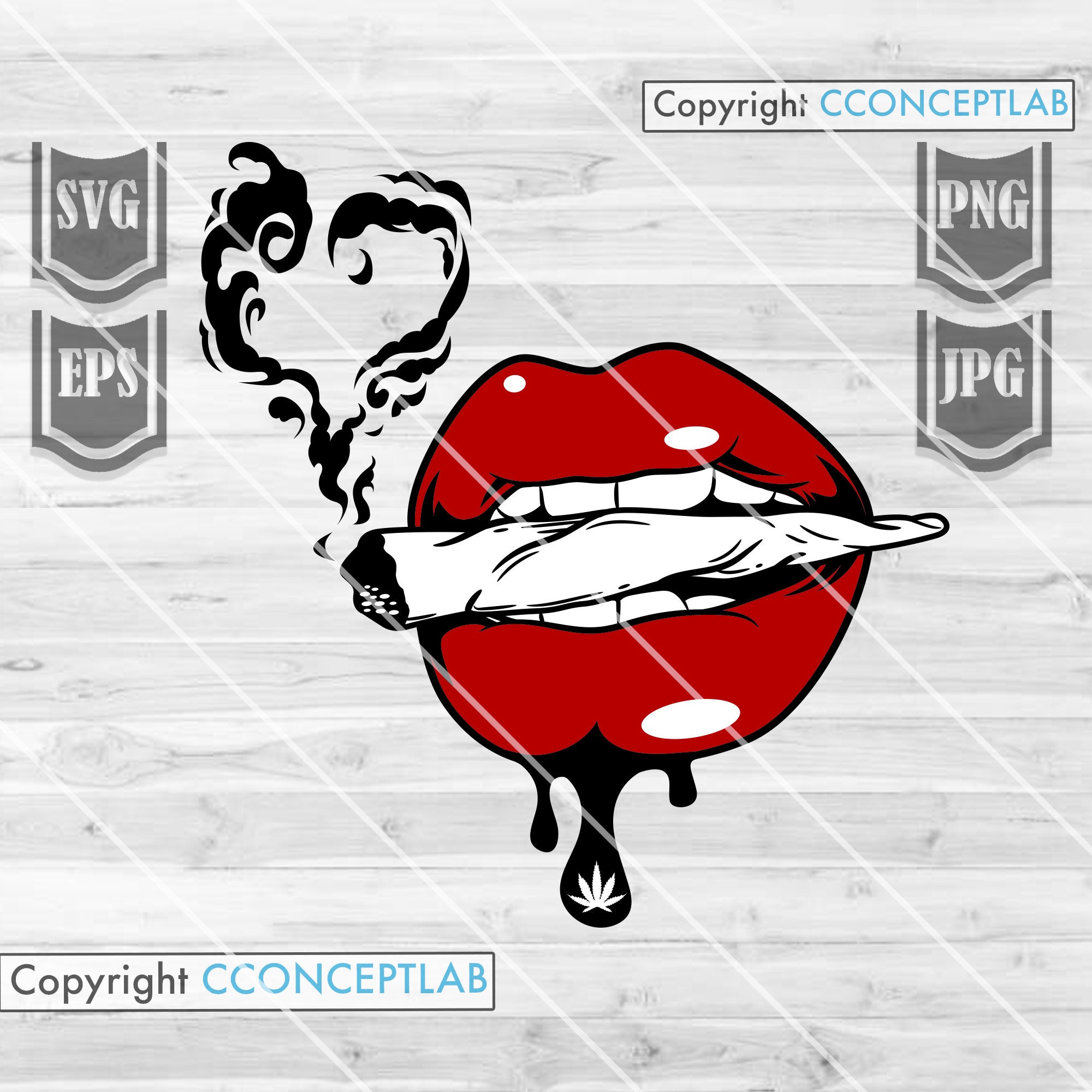 Sexy Red Lips Smoking Joint Svg File Smoking Cannabis Joint | Etsy
