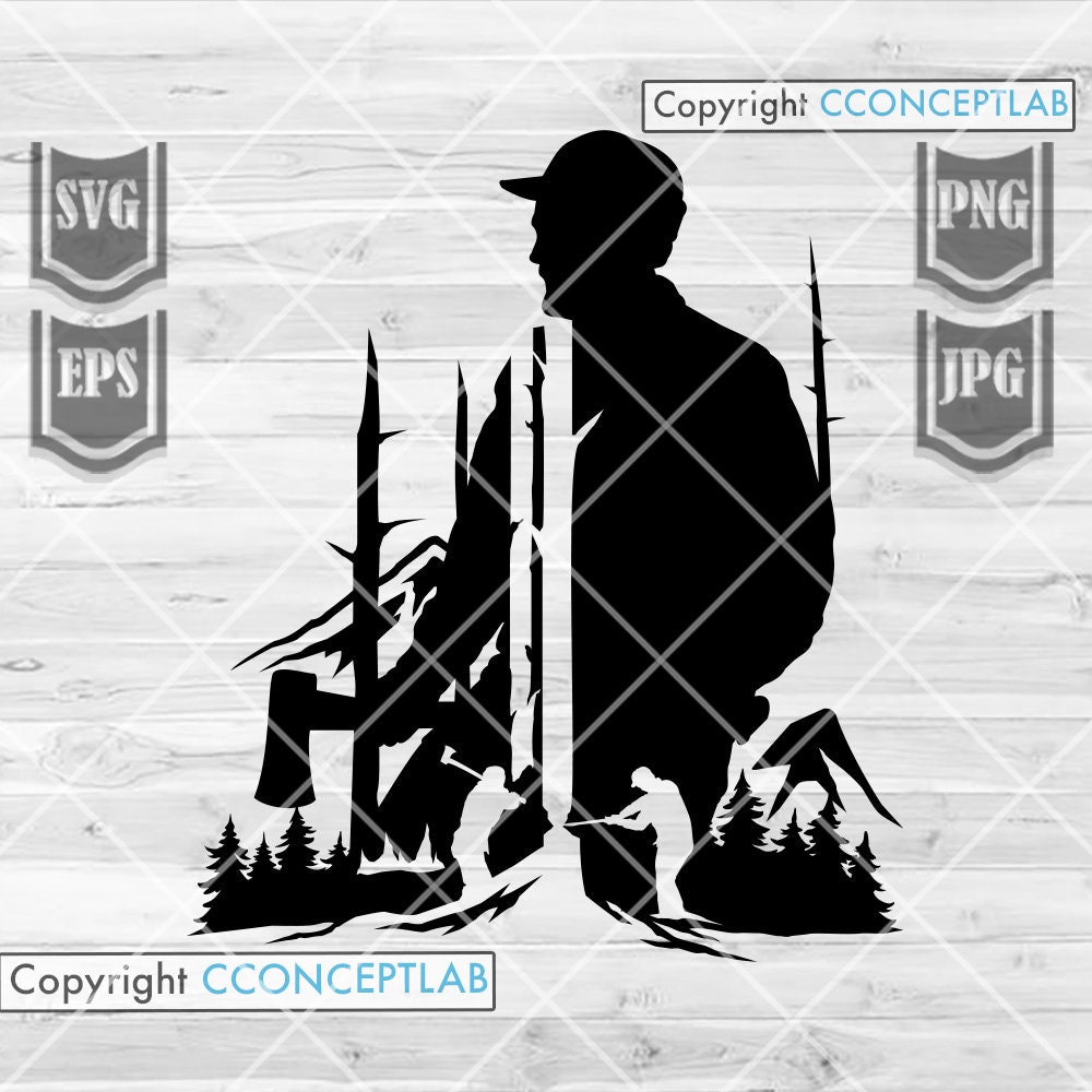 Lumberjack Scene Svg Wood Cutter Dad Gift Idea Logging - Etsy