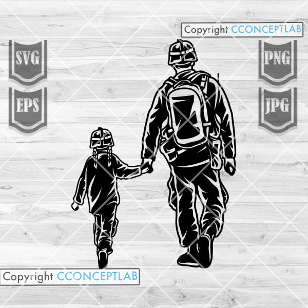 Soldier Dad With Daughter Svg | Veteran Dad Svg | Military Dad Svg ...