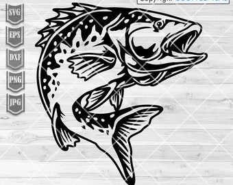 Bass Fish Svg Fishing Clipart Angler Stencil Bassfish Cutfile Fisherman ...