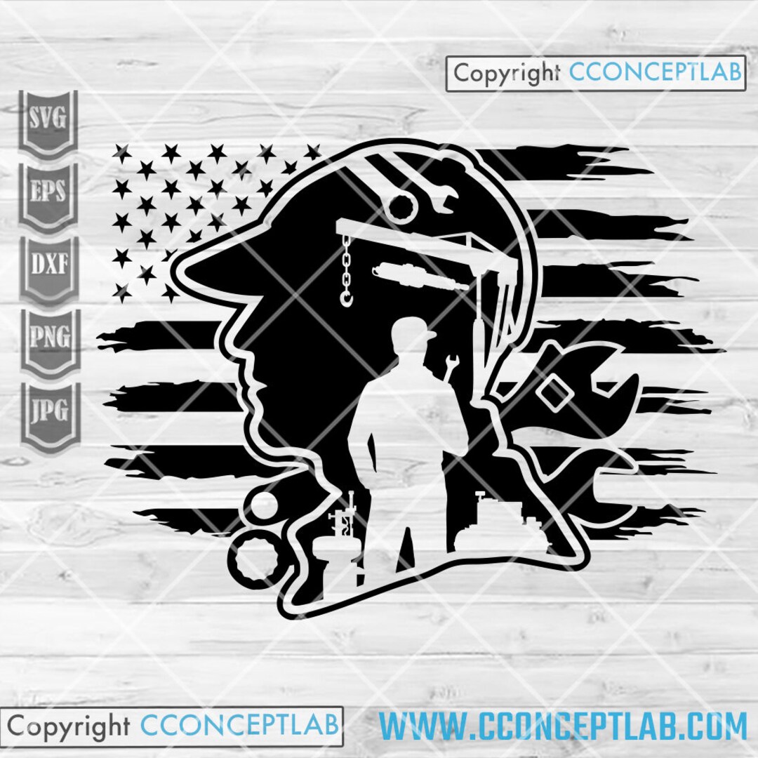 US Mechanic Scene Svg | Mechanical Dad Clipart | Wrench Stencil ...