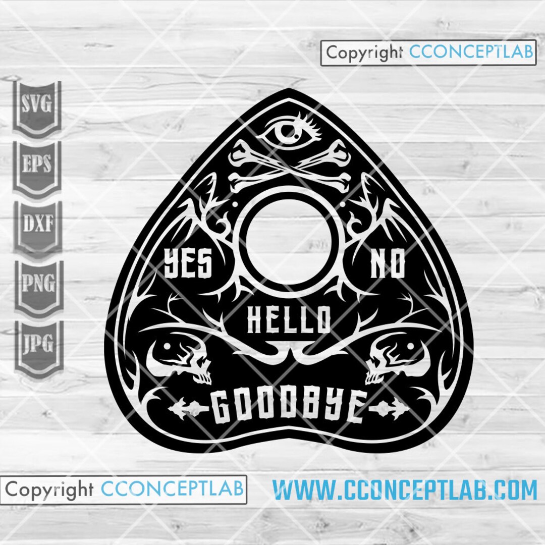 Ouija Planchette Svg Halloween Clipart Scary Spooky Board Game Stencil ...