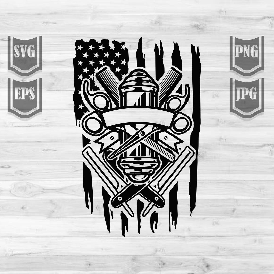 Barber Svg US Barbershop Cutfile Hairstylist Dad Stencil Hair Shop ...