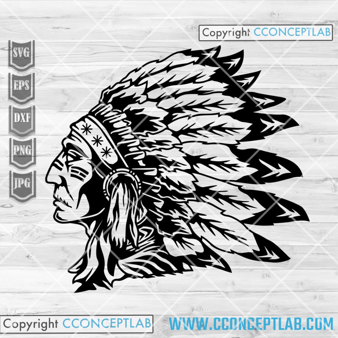 Native American Indian Svg | Tribal Stencil | Feather Headdress Clipart ...