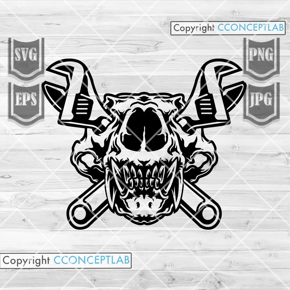 Animal Skull Mechanic Tools Svg Types of Wrenches Clipart - Etsy