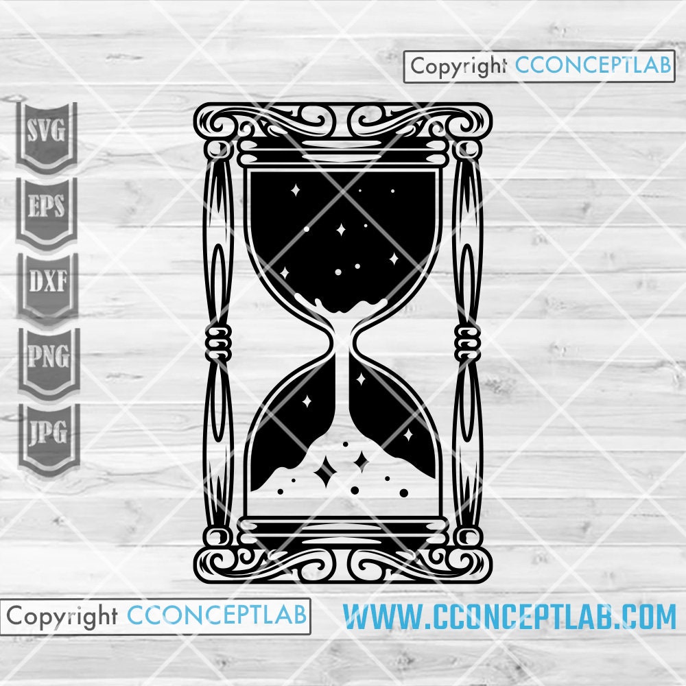 Hour Glass Svg | Timer Clipart | Sand Time Stencil | Time Kills Shirt ...