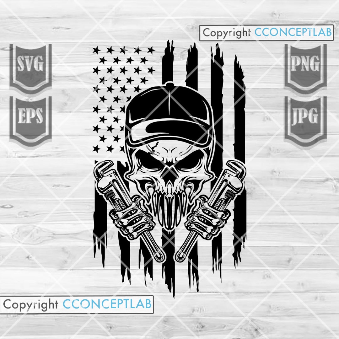 US Plumber Skull Svg | US Pipe Fitter Svg | Plumber Dad Svg | Plumber ...