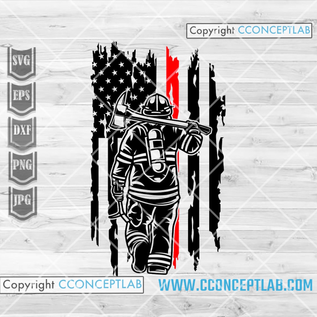 US Firefighter Svg | Fireman Dad Gift Idea | Red Thin Line Cutfile ...
