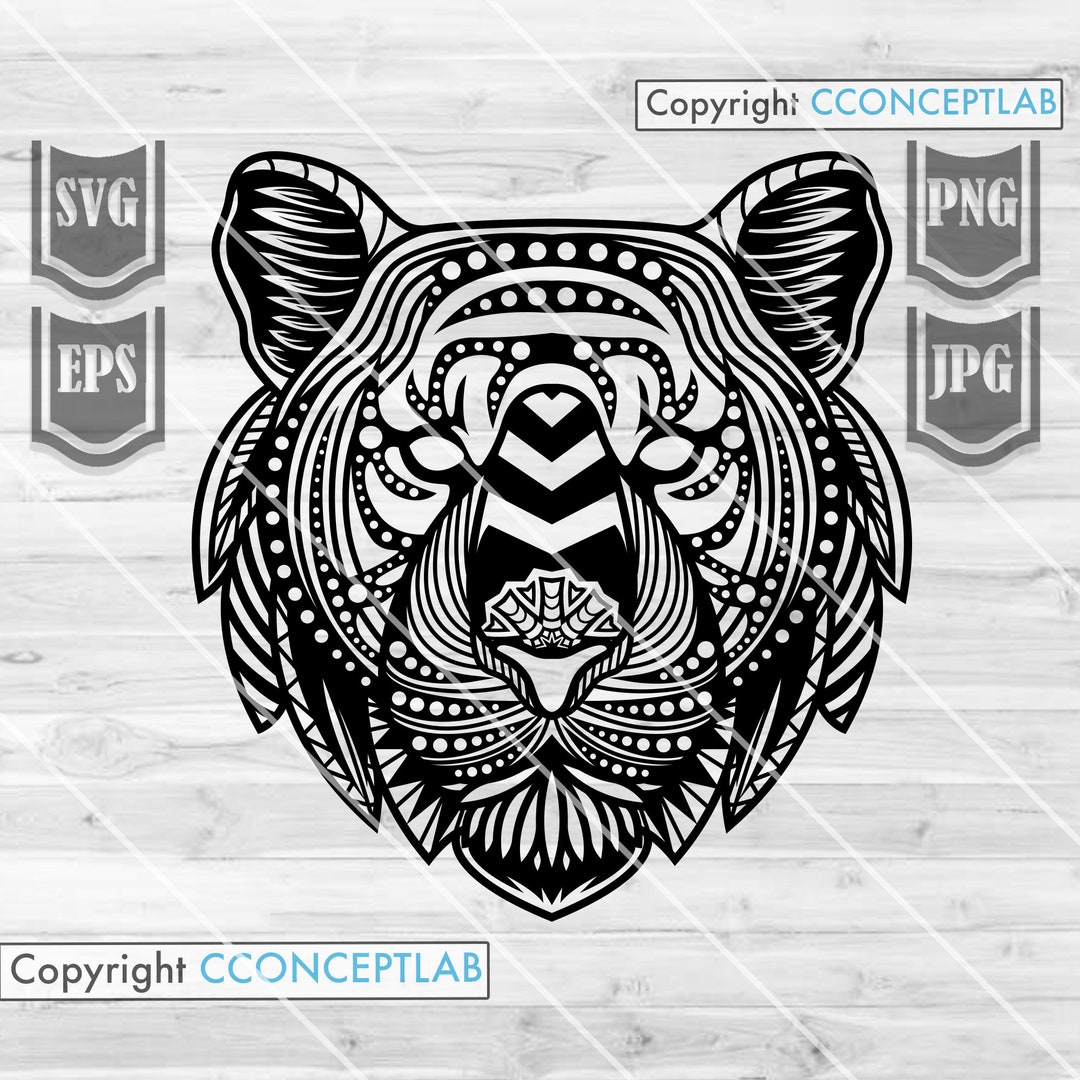 Mandala Tiger Svg | Tiger Head Clipart | Roar Cut File | Wild Animal ...