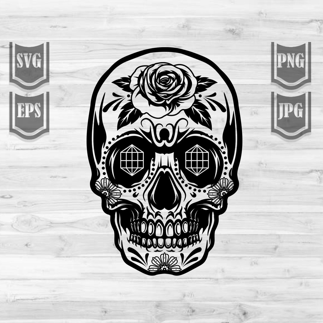 Sugar Skull Svg | Candy Skull Clipart | La Muerta Stencil | Day of the ...