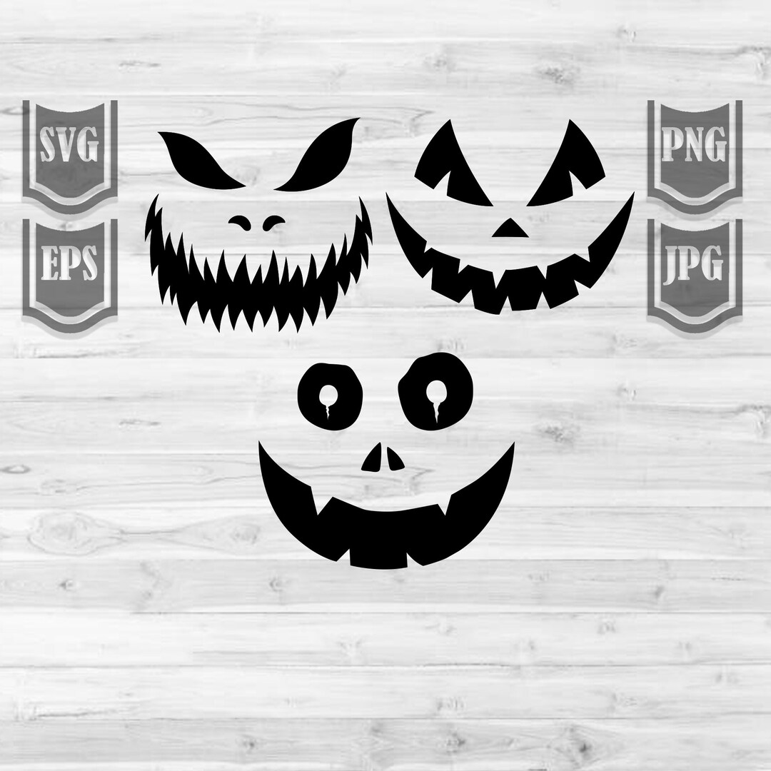 Scary Faces Clipart || Svg Files || Halloween Faces Svg || Scary Faces ...
