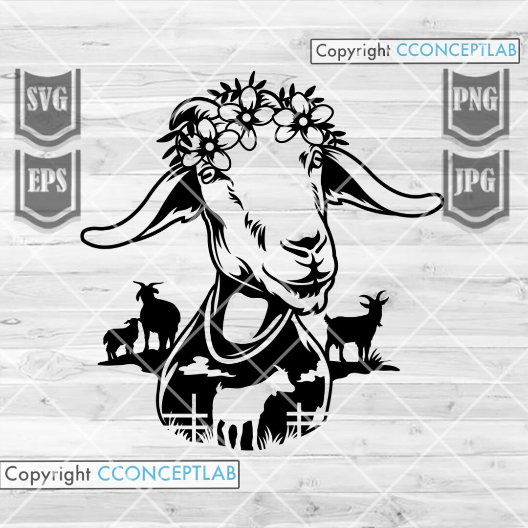 Goat Scene Svg | Goat Clipart | Farm Goat Svg | Goat Scene Png | Goat ...