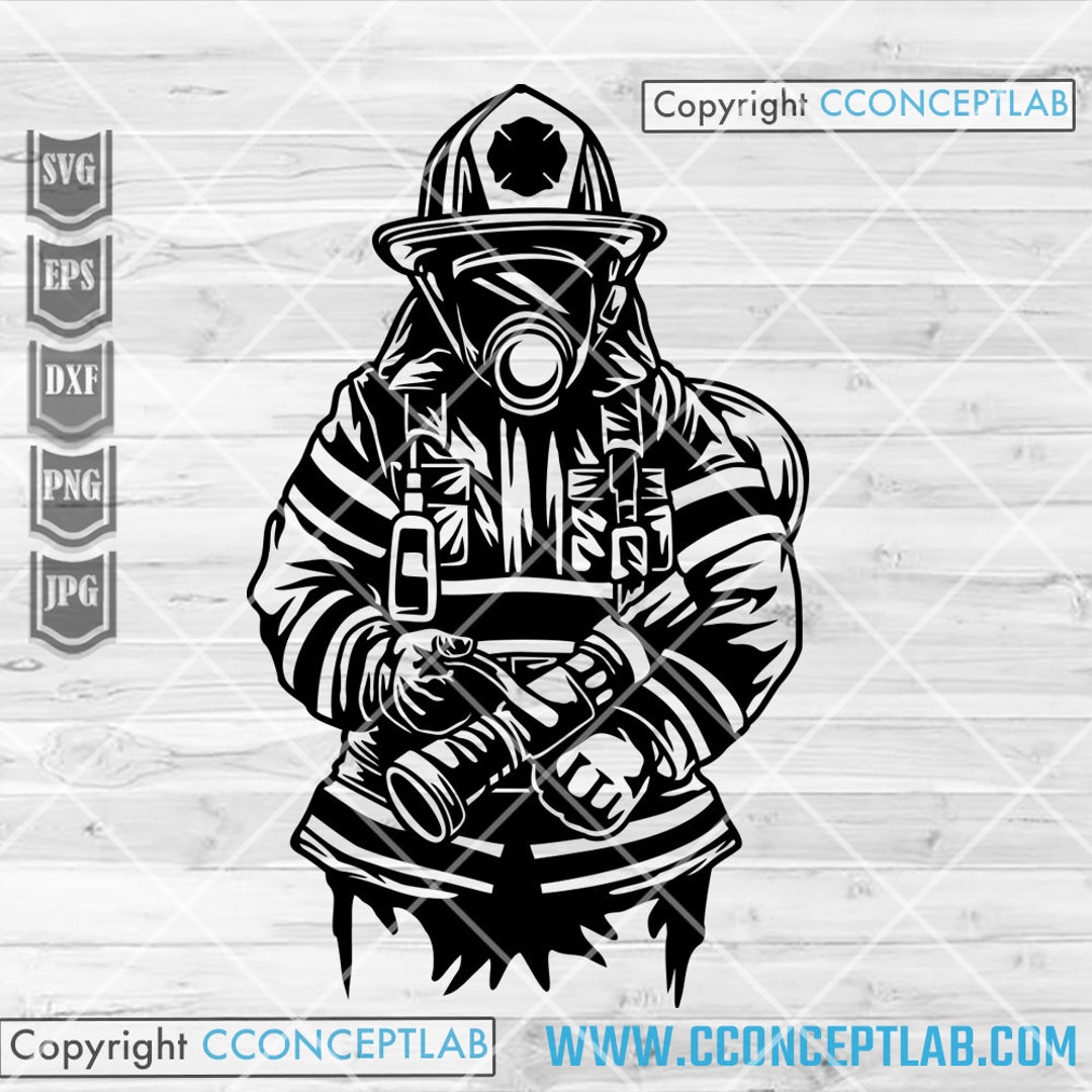 Firefighter Svg Fireman Clipart First Responder Cutfile Fire Fighter ...