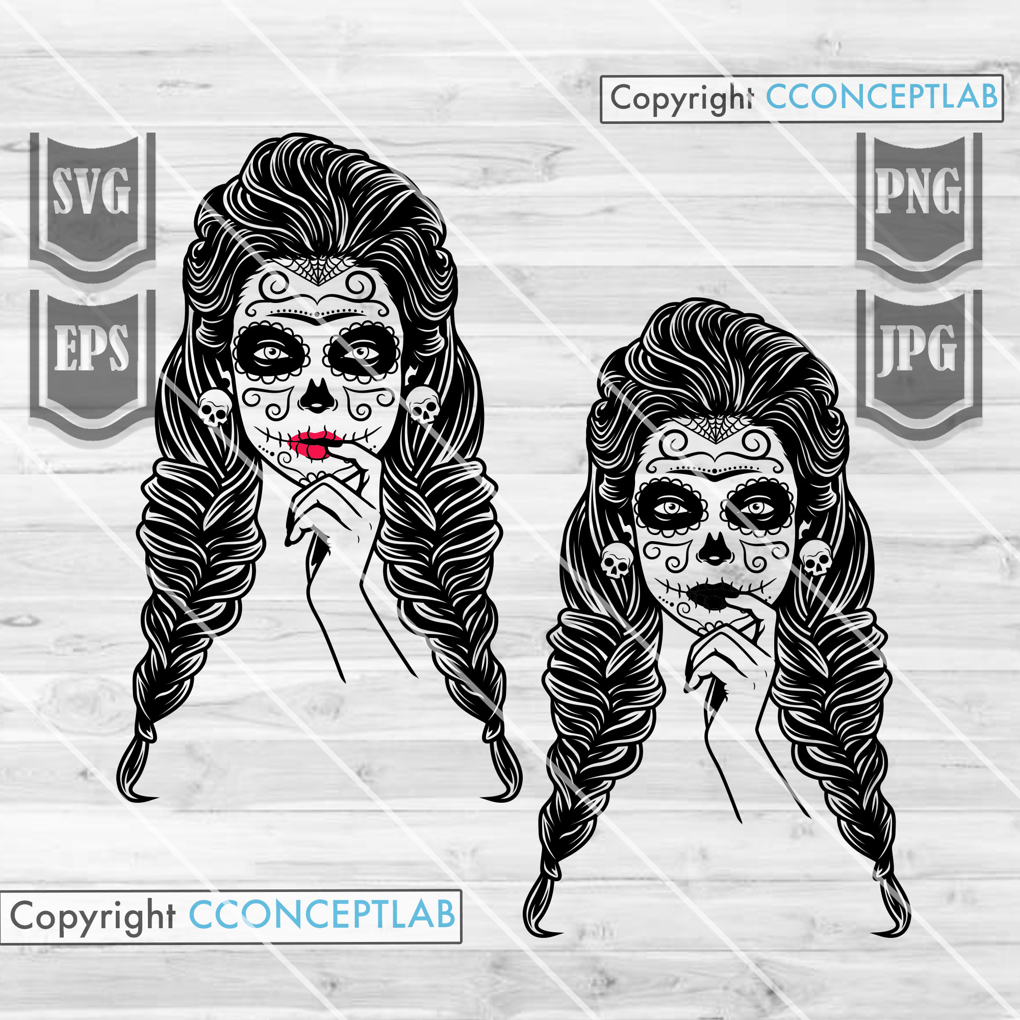 Braided Sugar Skull Svg File Sugar Skull Svg Lady Dead | Etsy New Zealand