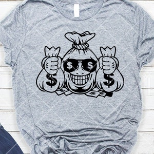 Money Bag Mascot Svg | Gangster Cool Rich Clipart | Million Dollar Bag ...