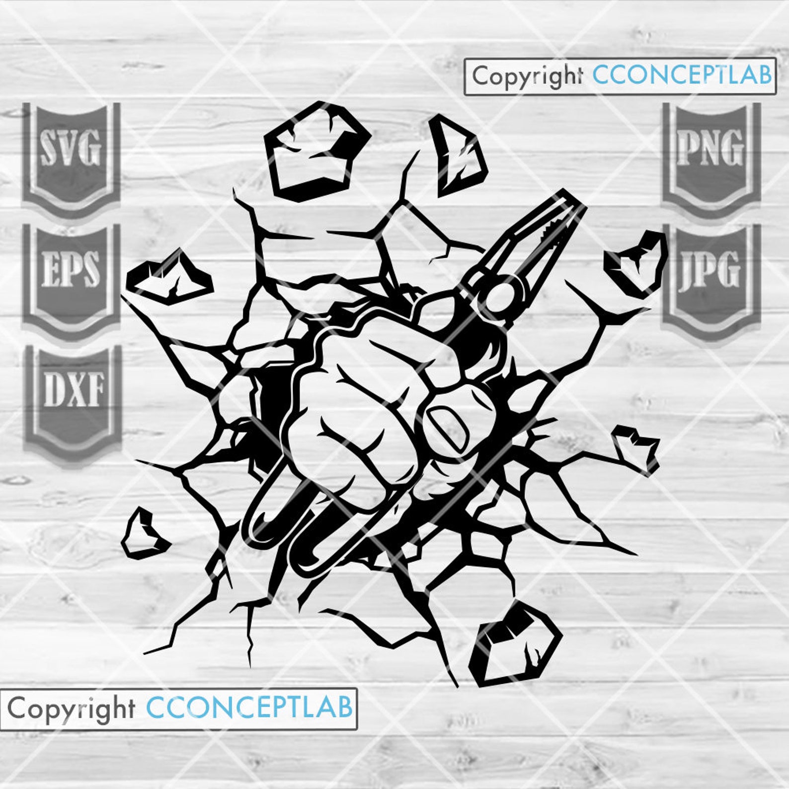 Smashed Wall Electrician Svg Cracked Wall Clipart - Etsy